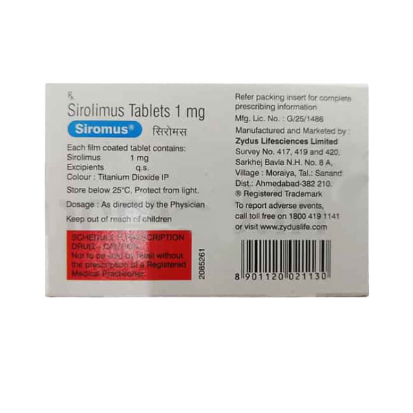 Sirolimus drug Find Lowest Prices Online Siromus Sirolimus 1 mg